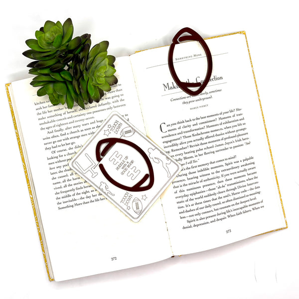 Football Shaped Bookmark with Card Backer - Paperclip - Snack Bag Clos ...