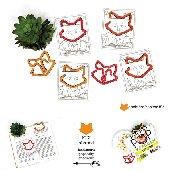 Fox Shaped Bookmark with Card Backer - Paperclip - Snack Bag Closure ...