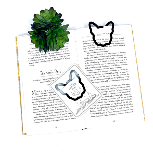 French Bulldog Shaped Bookmark with Card Backer - Paperclip - Snack Ba ...