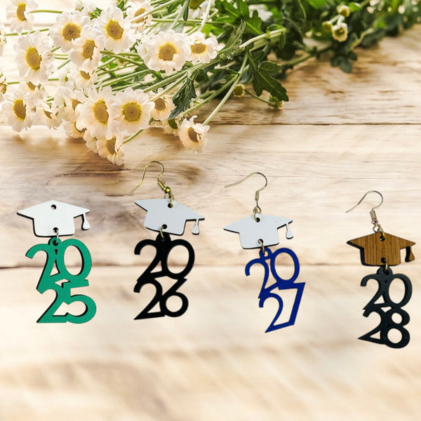 Graduation Cap Earrings 2025-2028 (Set of 4) – Glowforge Shop