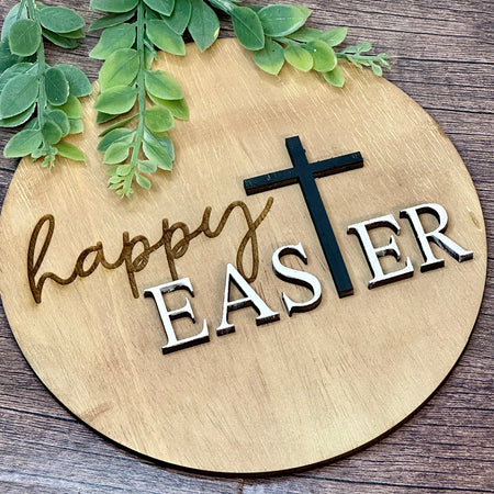 Happy Easter Blessings Door Sign - Easter Cross – Glowforge Shop