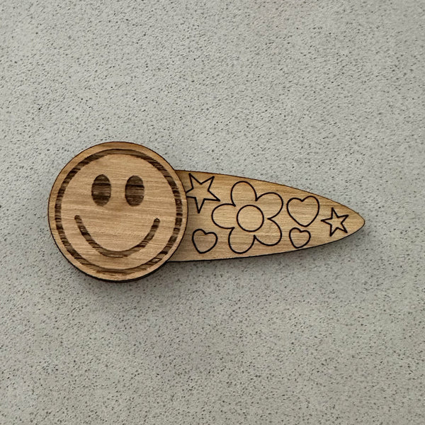 Happy Face Layered Hair Clip – Glowforge Shop