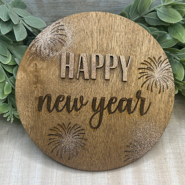 Happy New Year Round Door Sign – Glowforge Shop