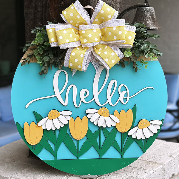 Hello Daisy and Tulip Door Hanger – Glowforge Shop