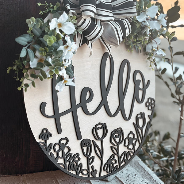 Hello Floral Round Door Hanger – Glowforge Shop