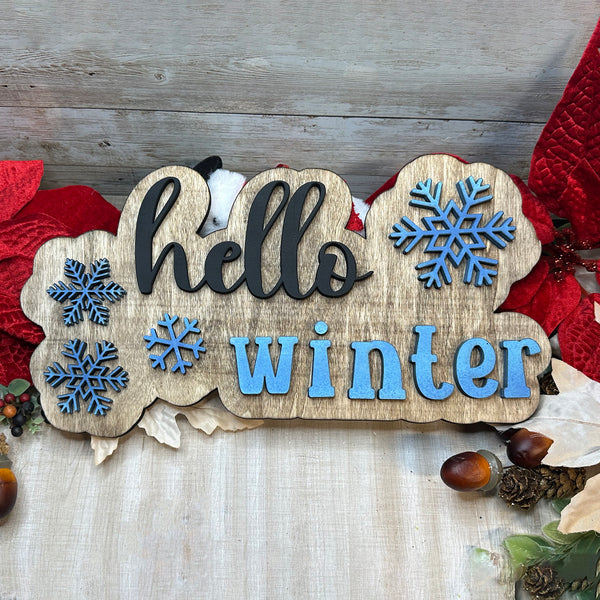 Hello Winter Snowflakes Christmas Sign – Glowforge Shop