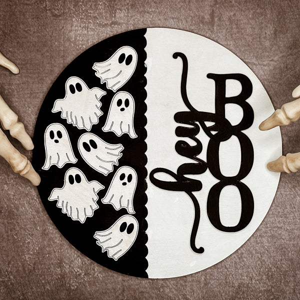 Hey Boo Door Hanger - Ghosts Welcome Sign – Glowforge Shop