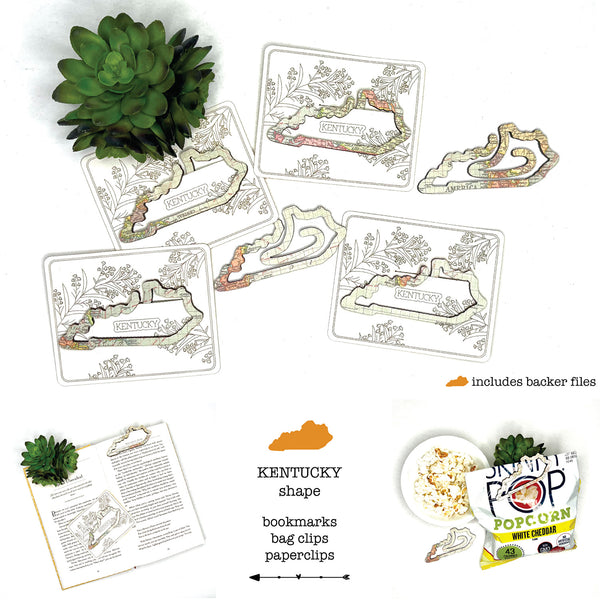 Kentucky Shaped Bookmark with Card Backer - Paperclip - Snack Bag Clos ...