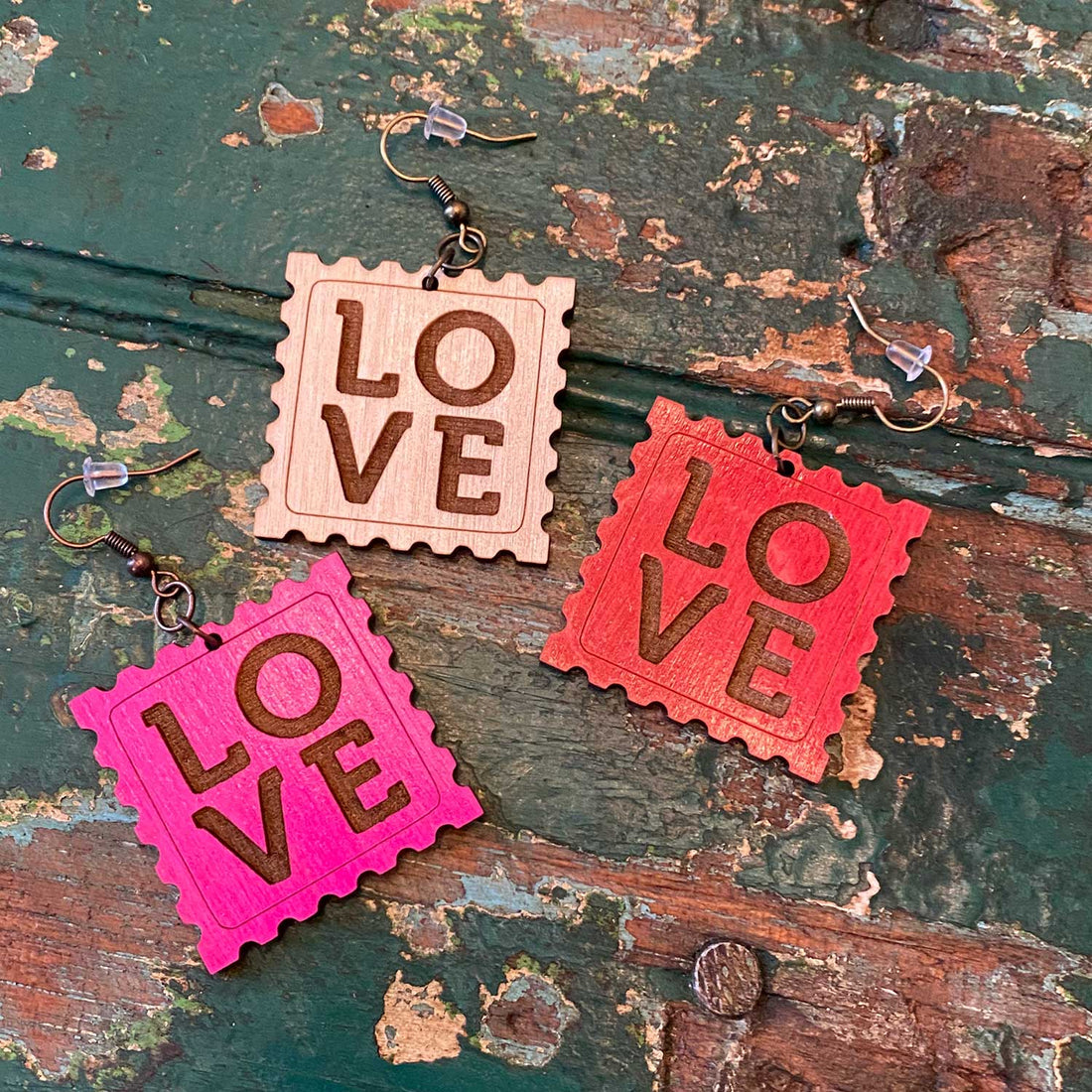 Love Stamp Dangle Earrings – Glowforge Shop