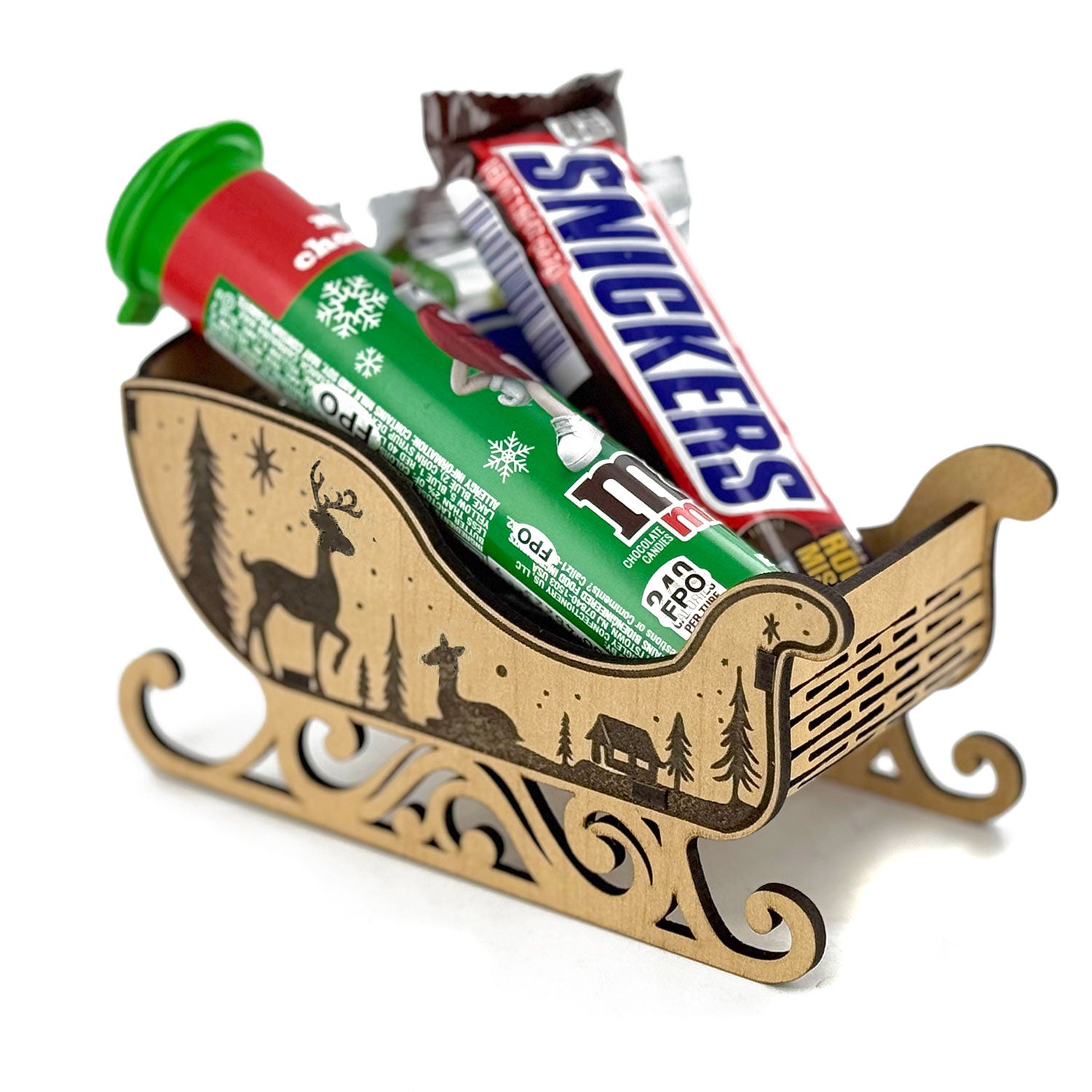 Medium Living Hinge Christmas Sleigh Gift Basket (Medium Proofgrade ...