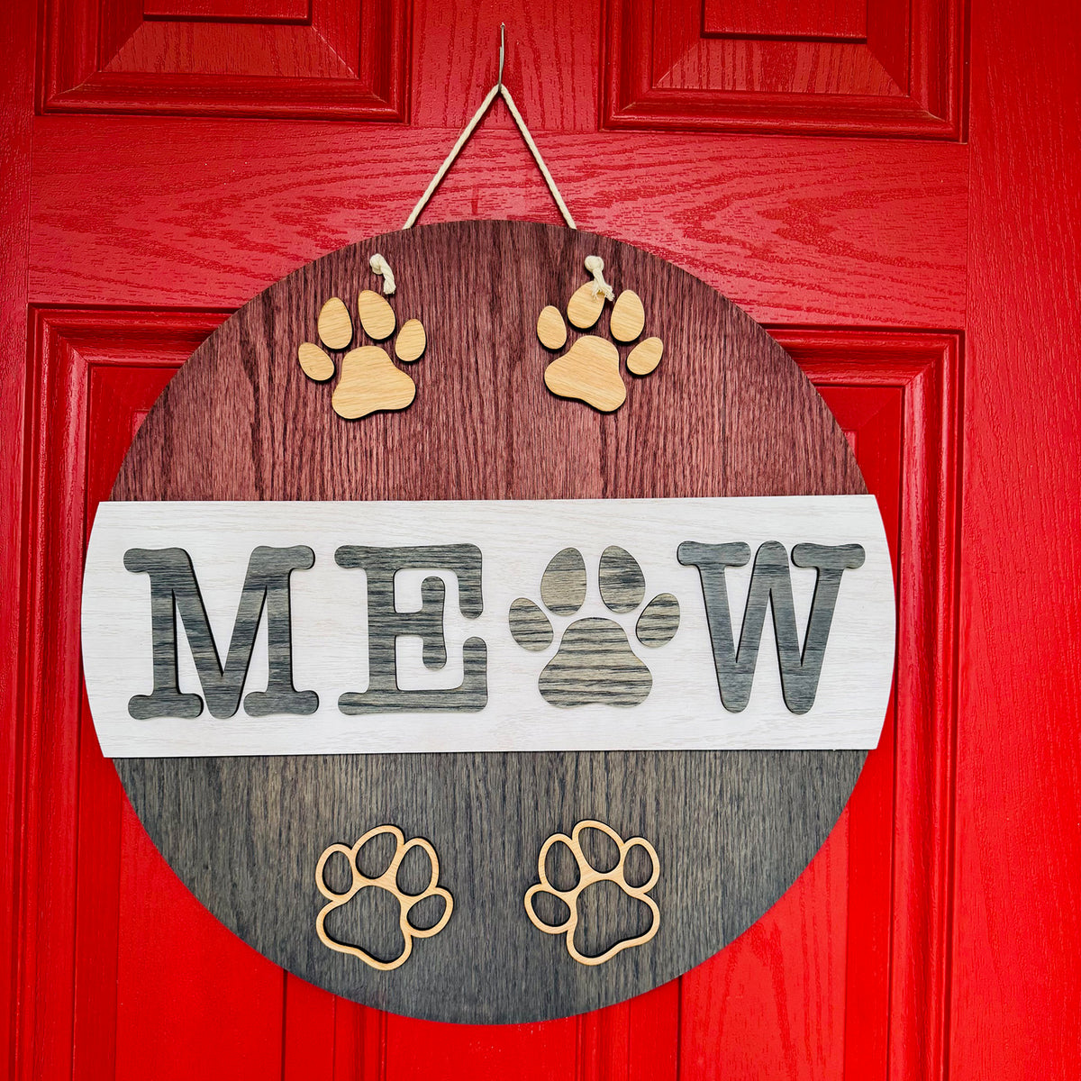 MEOW Door 19" Round Door Sign for Cat Lovers – Glowforge Shop