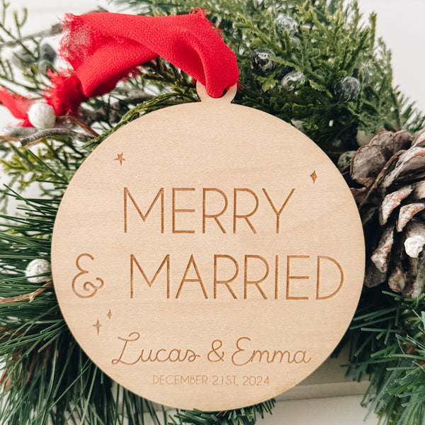 Merry and Married Christmas Ornament – Glowforge Shop
