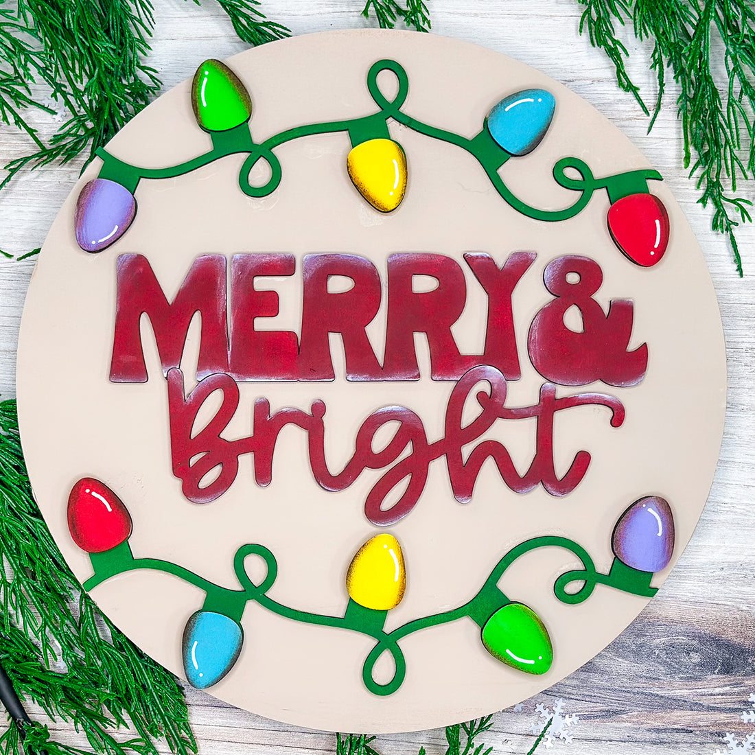 Merry & Bright Christmas Lights Sign – Glowforge Shop