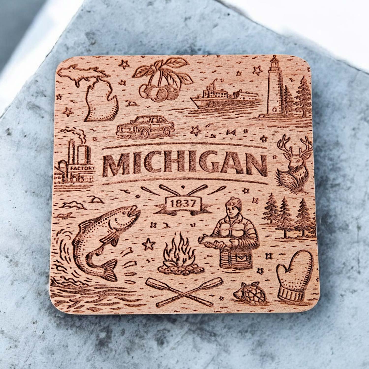 Michigan Coaster Design – Glowforge Shop