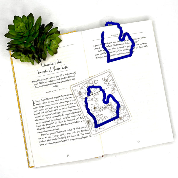 Michigan Shaped Bookmark with Card Backer - Paperclip - Snack Bag Clos ...