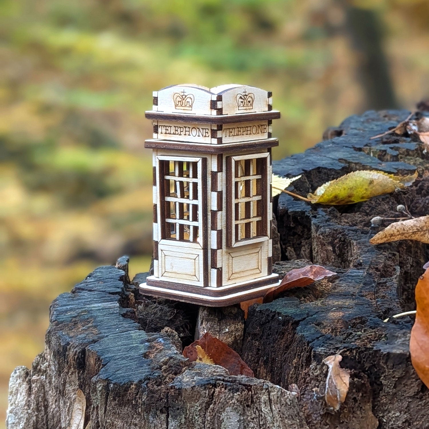 Mini Wooden Telephone Booth - Small Storage Box with Opening Lid ...
