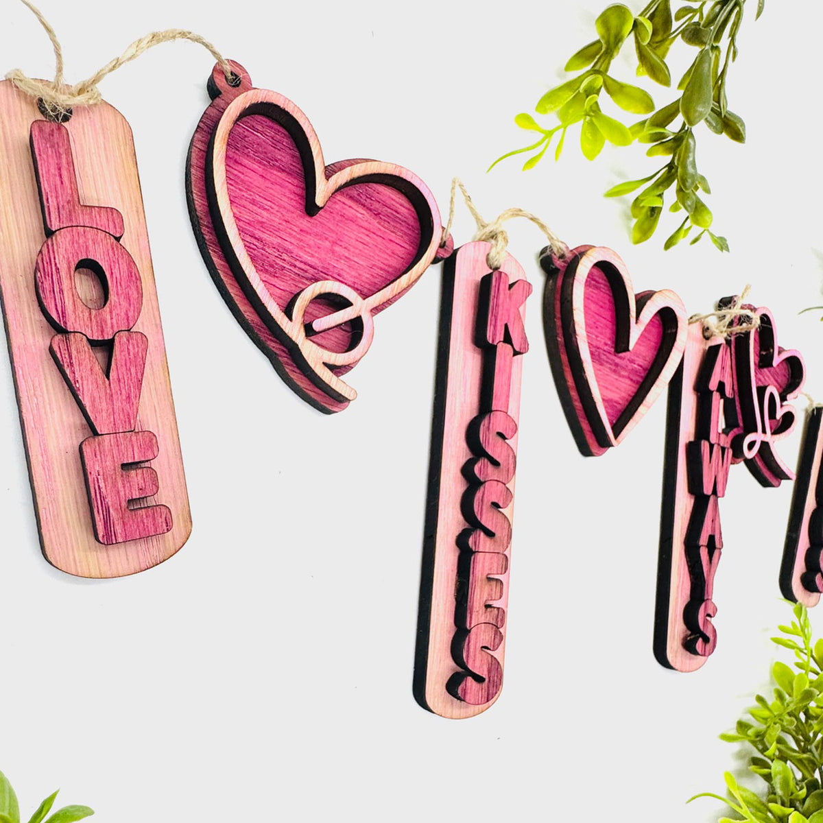 Mix & Match Layered Valentine Decor Banner Words & Hearts – Glowforge Shop