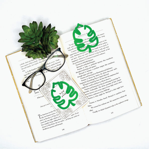 Monstera Leaf Shaped Bookmark with Card Backer - Paperclip - Snack Bag ...