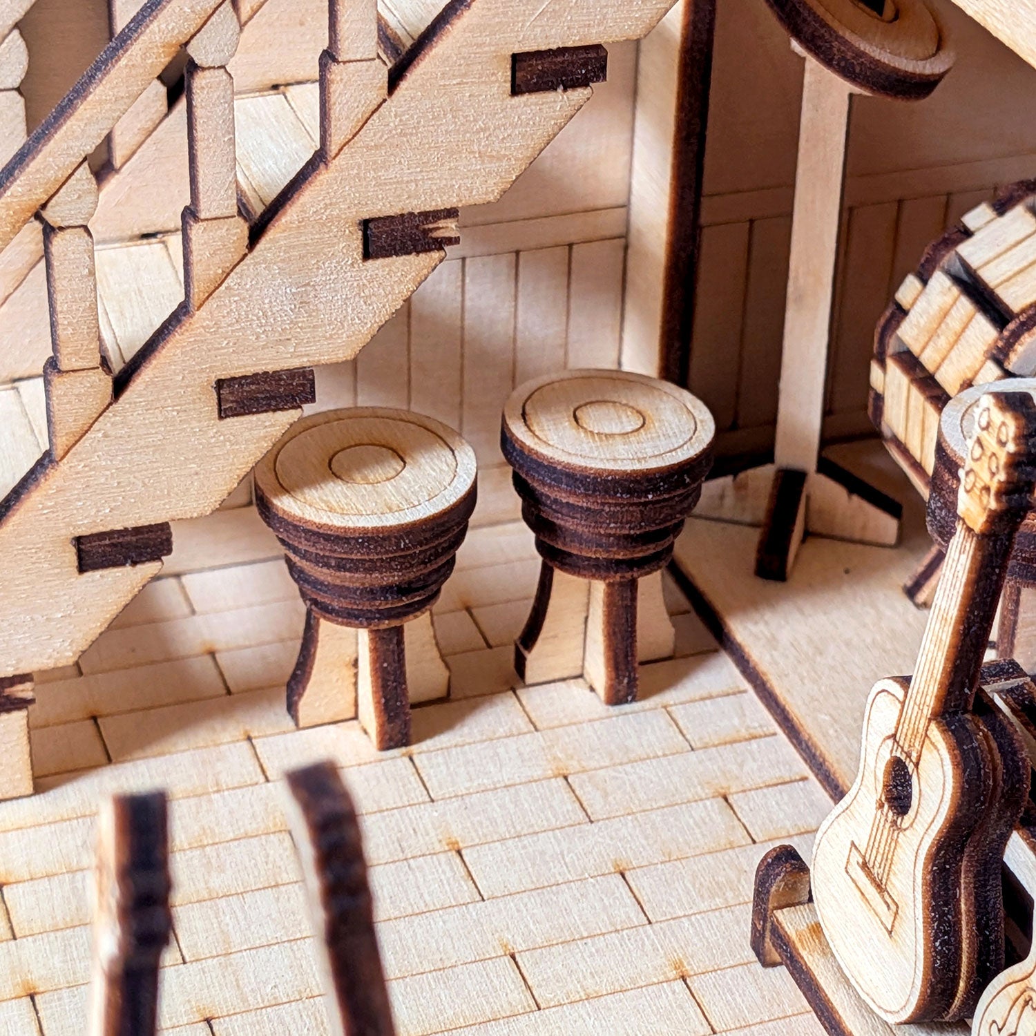 Music Store Book Nook - Miniature Diorama with Guitars, Drums & Piano ...