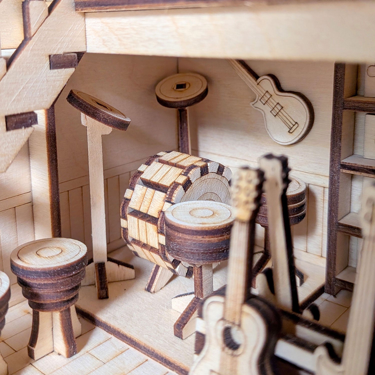 Music Store Book Nook - Miniature Diorama with Guitars, Drums & Piano ...