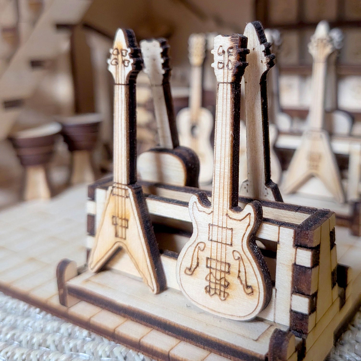 Music Store Book Nook - Miniature Diorama with Guitars, Drums & Piano ...