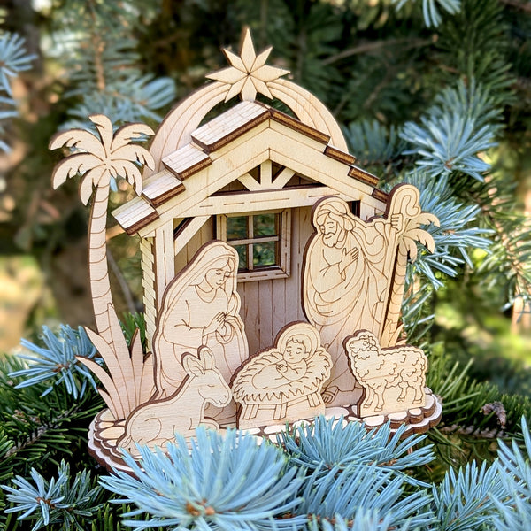3D Nativity Barn - Christmas Scene with Baby Jesus, Mary, Joseph & Ani ...