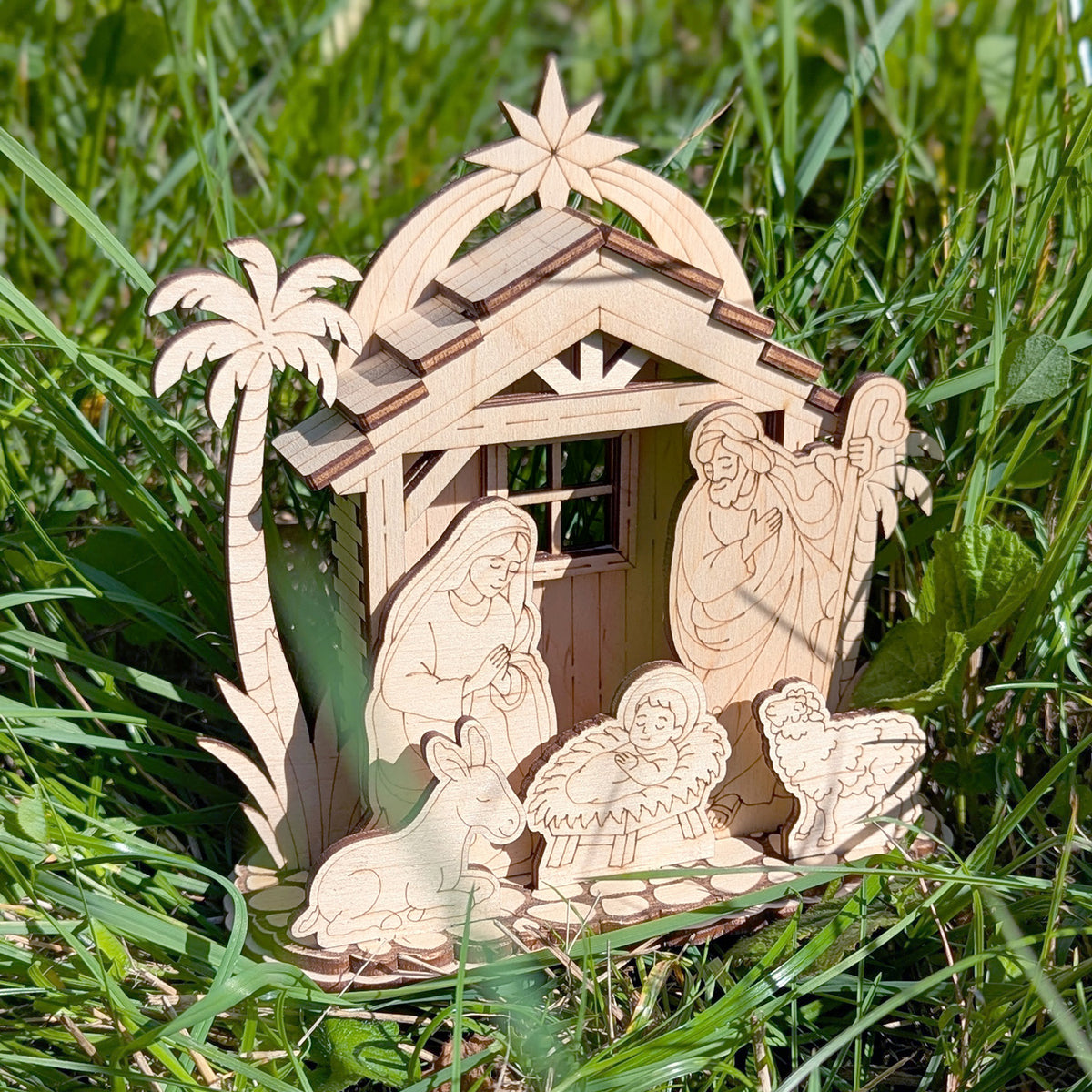 3D Nativity Barn - Christmas Scene with Baby Jesus, Mary, Joseph & Ani ...