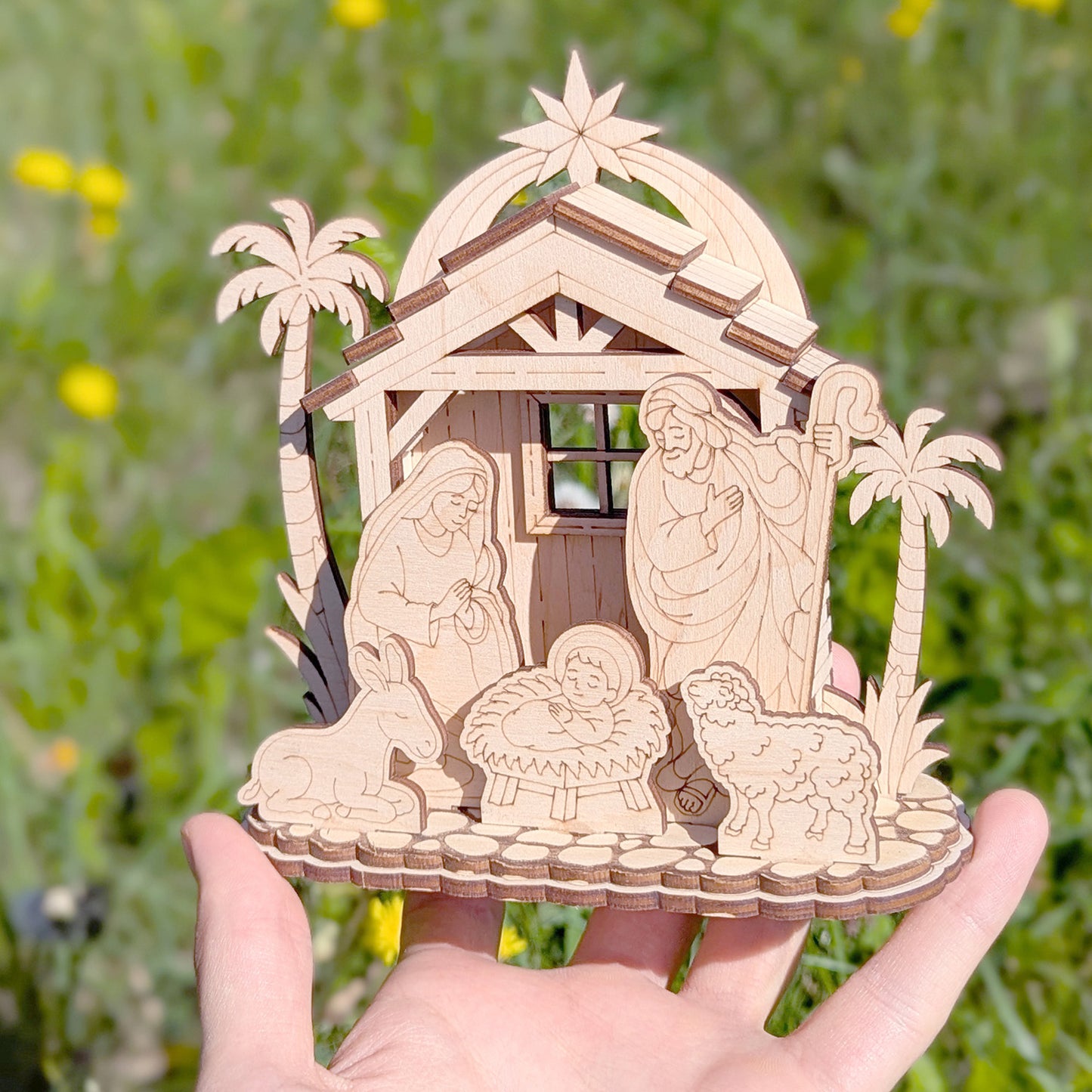 3D Nativity Barn - Christmas Scene with Baby Jesus, Mary, Joseph & Ani ...