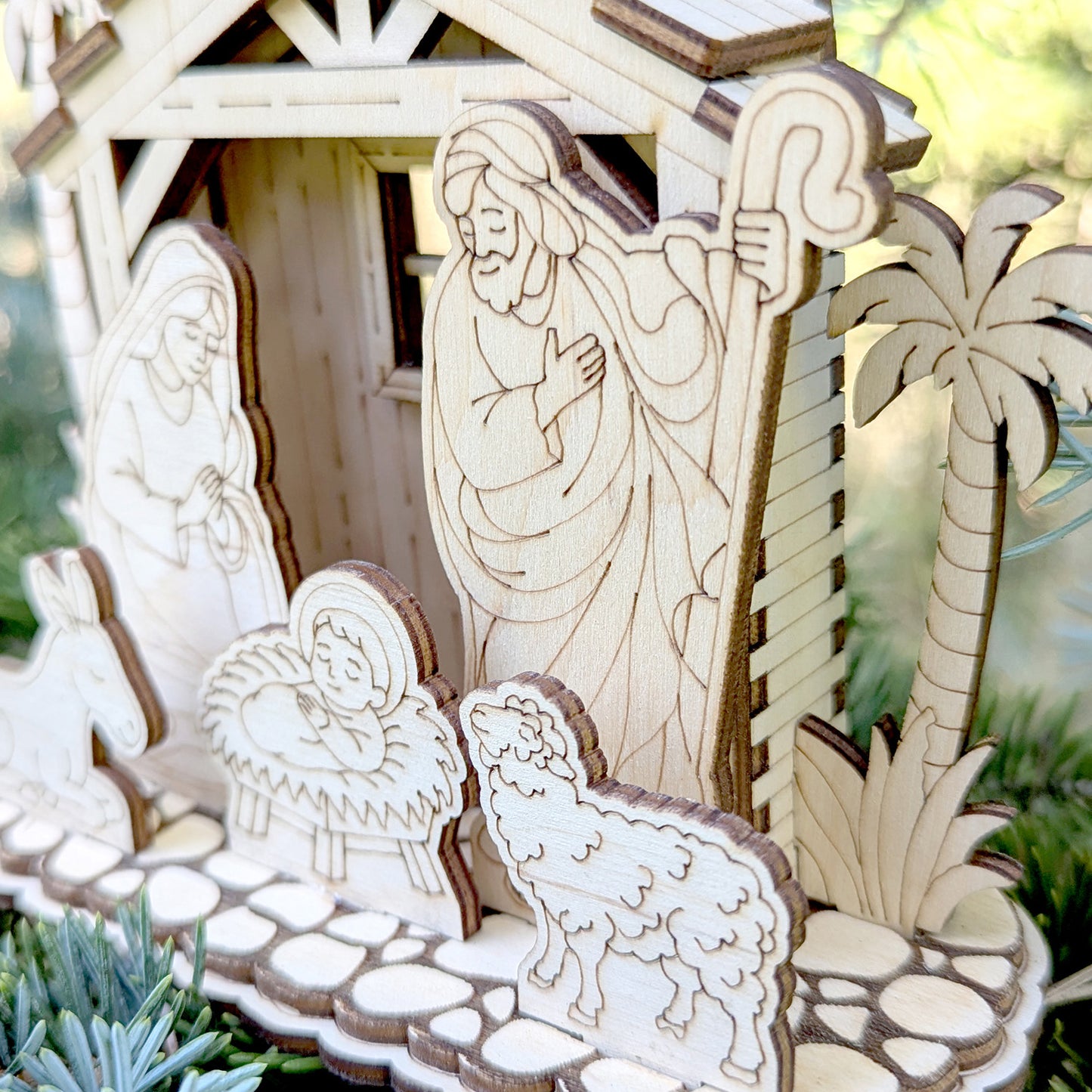 3D Nativity Barn - Christmas Scene with Baby Jesus, Mary, Joseph & Ani ...