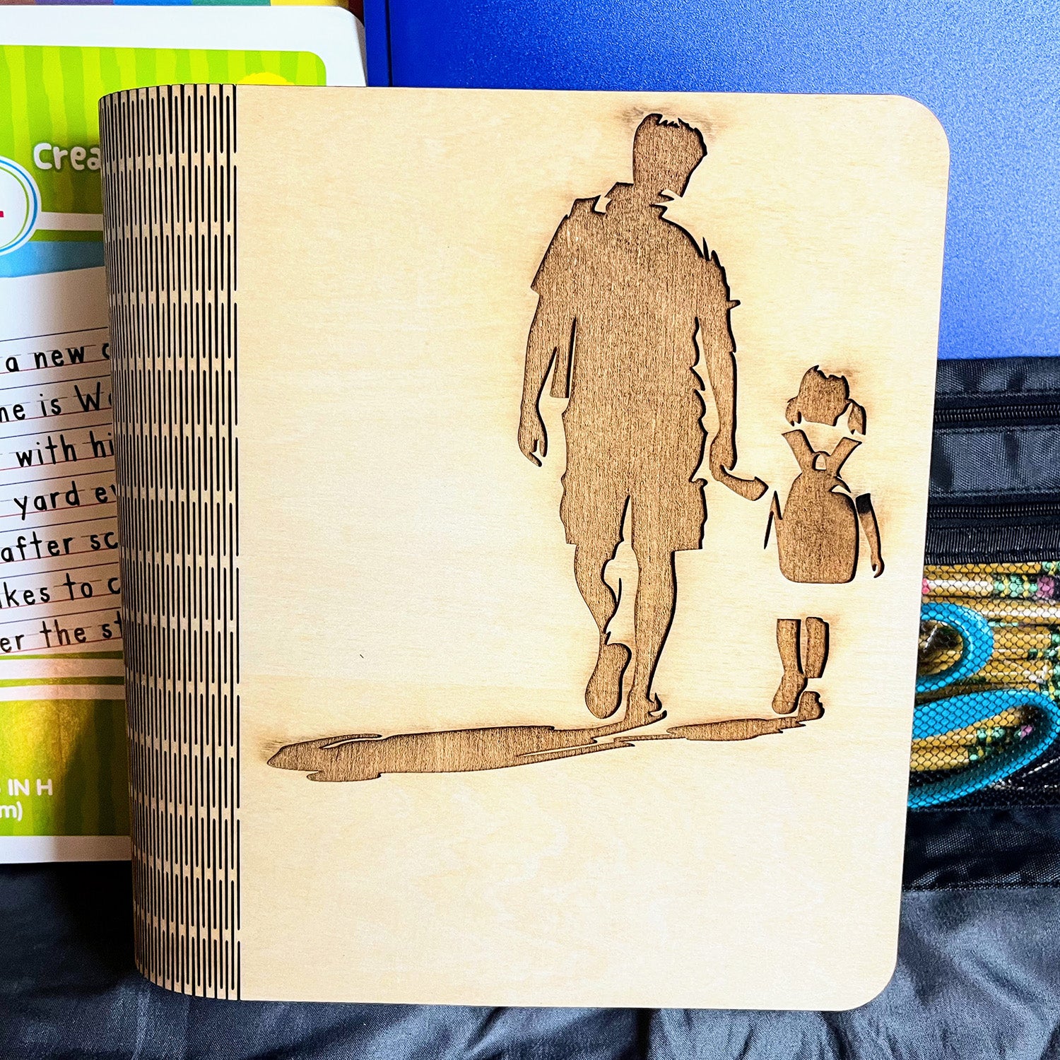 Off to School: Father & Daughter Keepsake Book Box Cover – Glowforge Shop