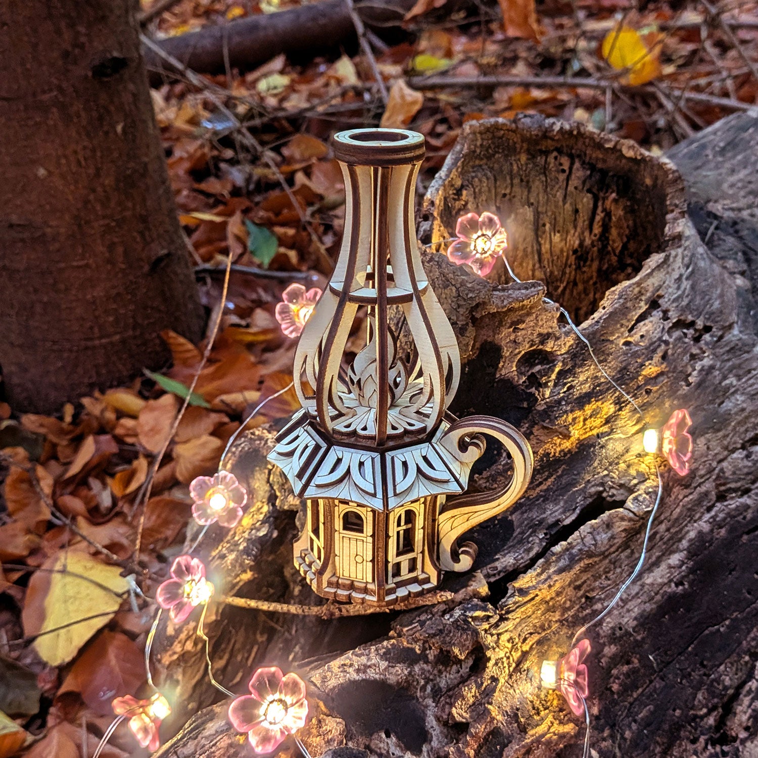 Oil Lamp Fairy House - Whimsical Miniature Cottage Decoration – Glowforge Shop