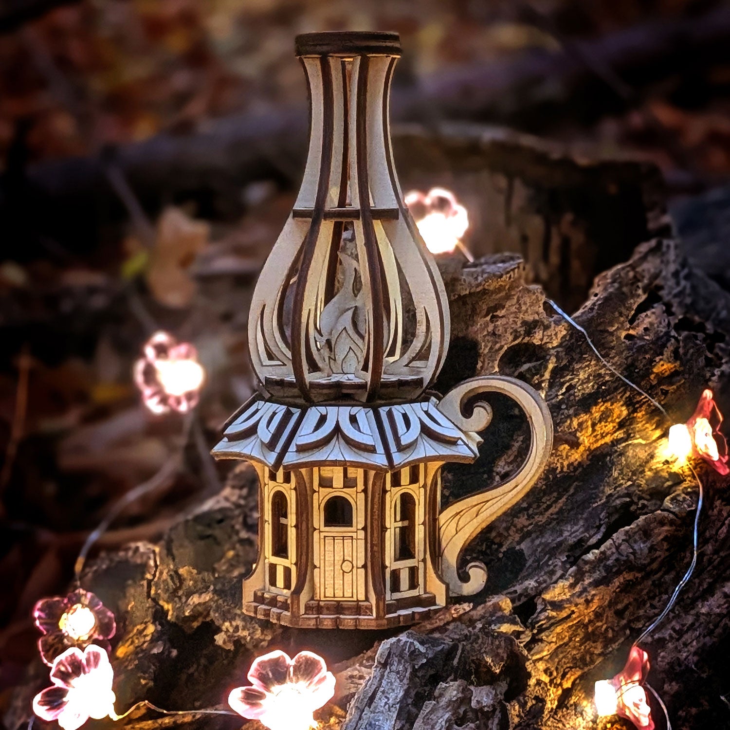 Oil Lamp Fairy House - Whimsical Miniature Cottage Decoration – Glowforge Shop