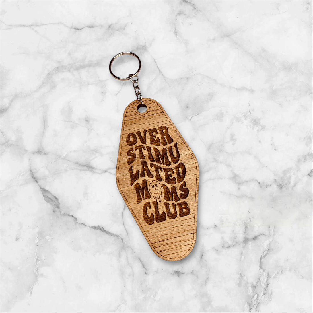 Overstimulated Moms Club Vintage Keychain – Glowforge Shop
