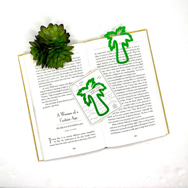 Palm Tree Shaped Bookmark with Card Backer - Paperclip - Snack Bag Clo ...