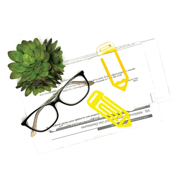 Pencil Shaped Bookmark with Card Backer - Paperclip - Snack Bag Closur ...