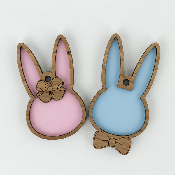 Personalizable Easter Basket Tags - Matching Bunnies with Bow & Bow Ti ...