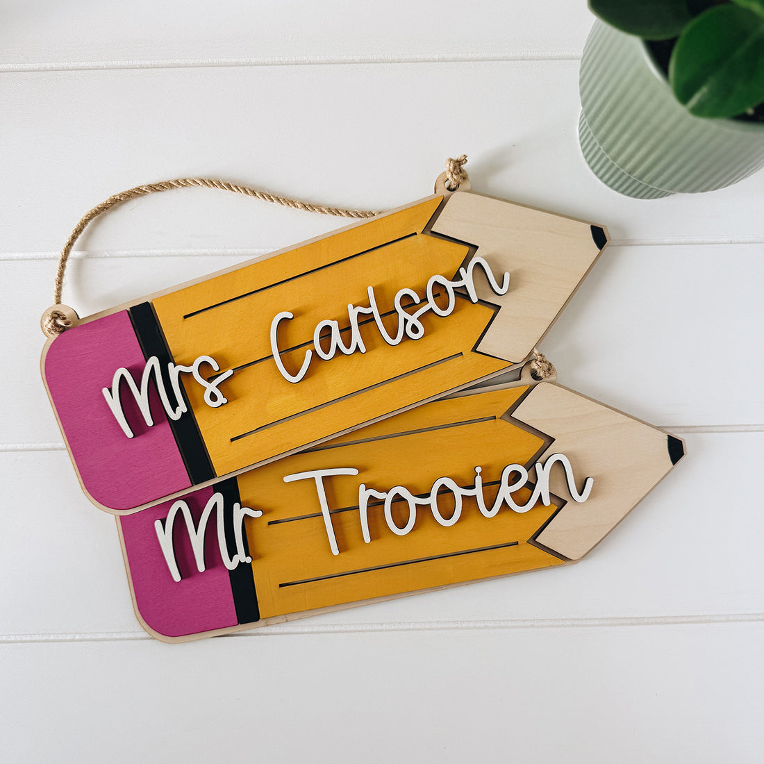 Personalized Pencil Teacher Name Sign - Classroom Door Hanger ...