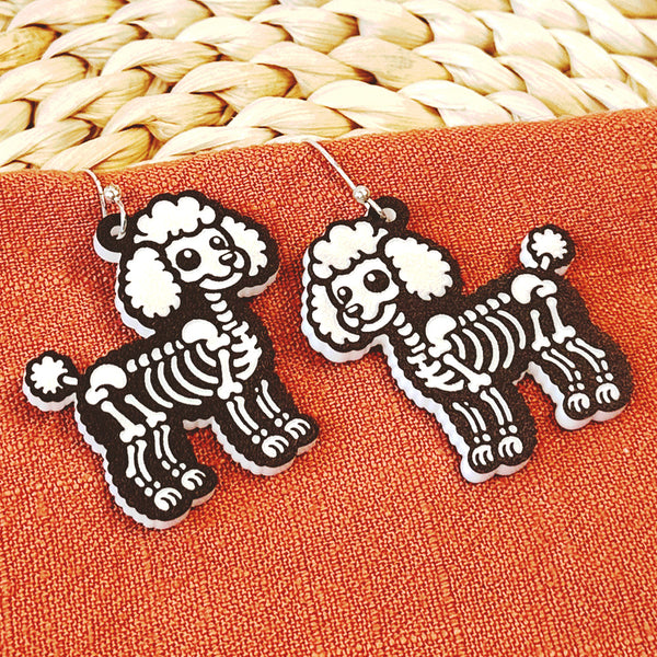 Poodle Dog Halloween Skeleton Earrings – Glowforge Shop