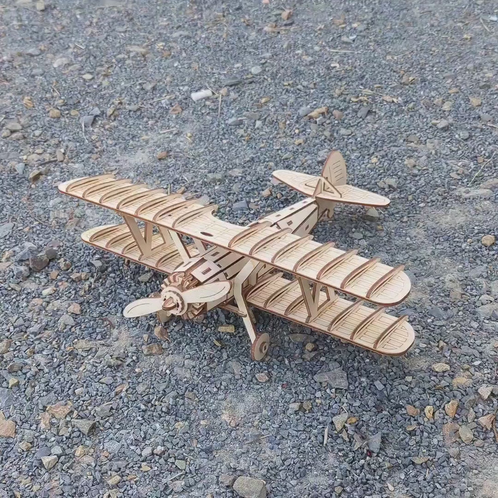 Vintage Aircraft Detailed Biplane Model With Rotating Propeller ...