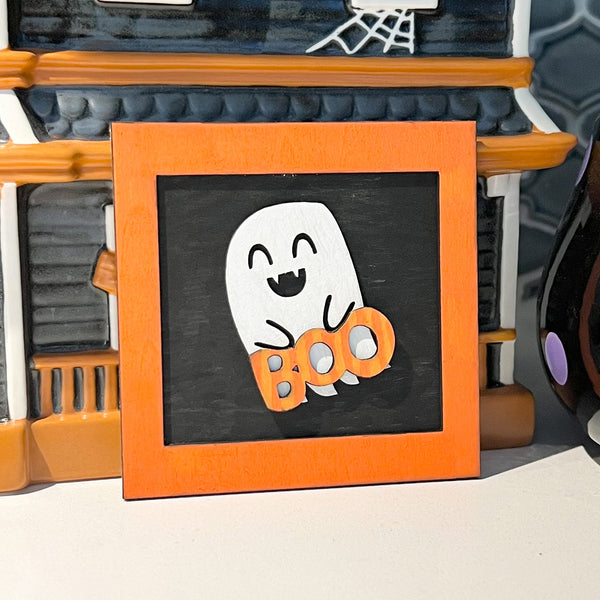 Resizable Wooden Framed Boo Ghost Halloween Decor – Glowforge Shop