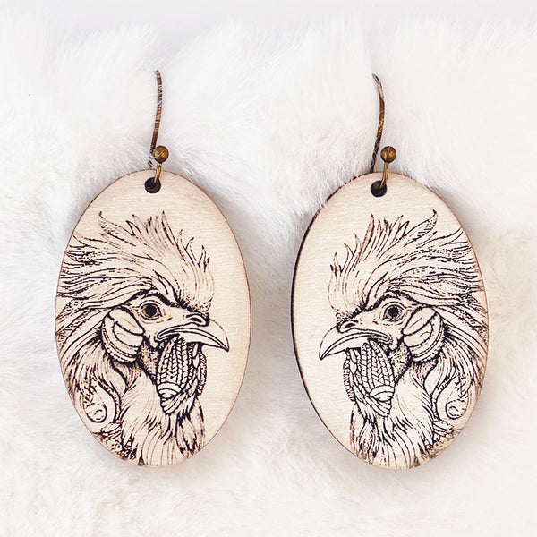 Rooster Farm Animal Dangle Earrings – Glowforge Shop