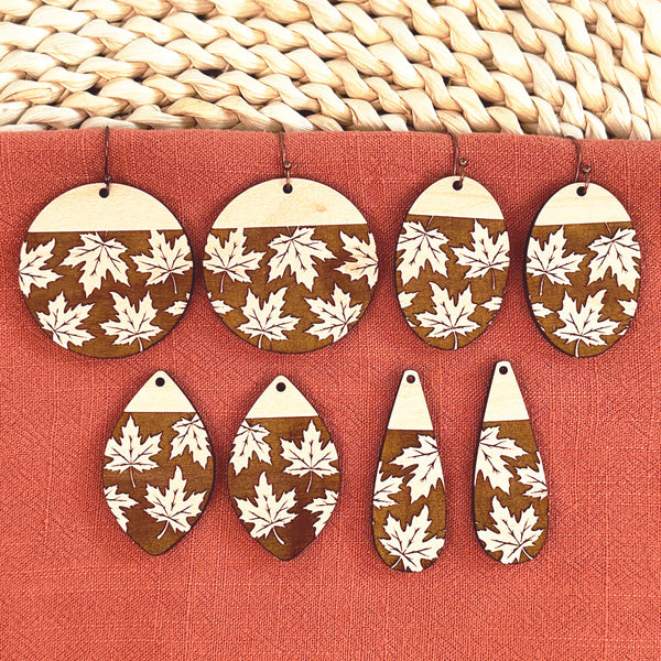 Round Fall Leaf Earrings (Set of 2) – Glowforge Shop