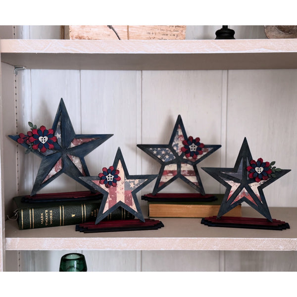 Rustic Floral Star Shelf Sitters (Set of 4) – Glowforge Shop