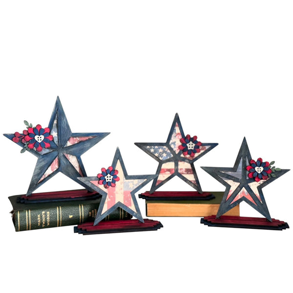 Rustic Floral Star Shelf Sitters (Set of 4) – Glowforge Shop