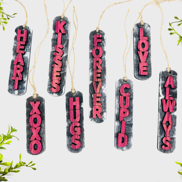 Rustic Valentines Day Layered Word Tags (Set of 8) – Glowforge Shop