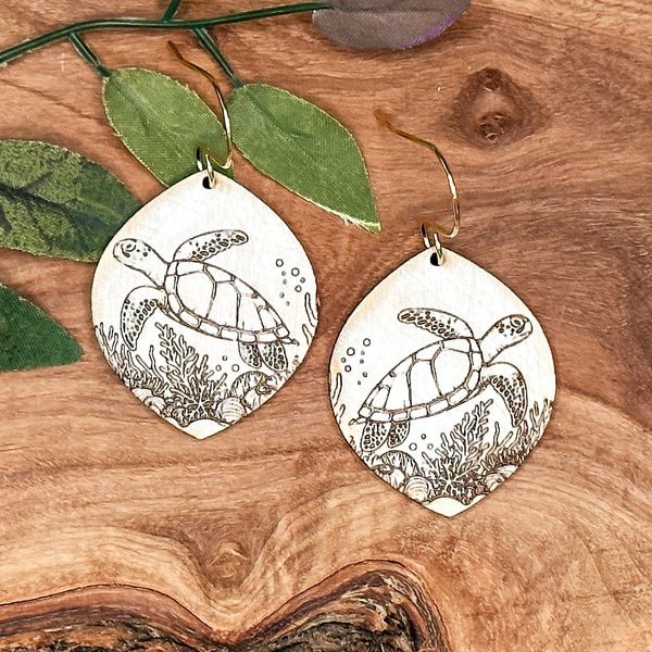 Sea Turtle Teardrop Dangle Earrings – Glowforge Shop