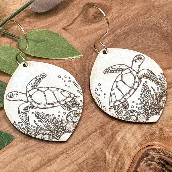 Sea Turtle Teardrop Dangle Earrings – Glowforge Shop