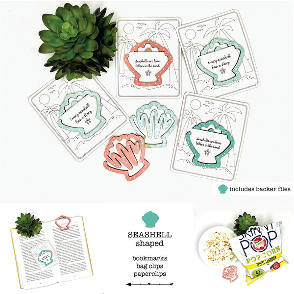 Seashell Shaped Bookmark with Card Backers - Paperclip - Snack Bag Clo ...