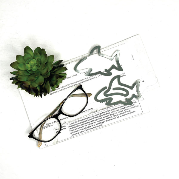 Shark Shaped Bookmark with Card Backer - Paperclip - Snack Bag Closure ...