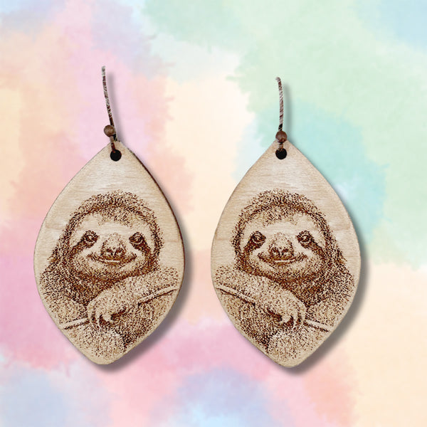 Sloth Animal Teardrop Dangle Earrings – Glowforge Shop
